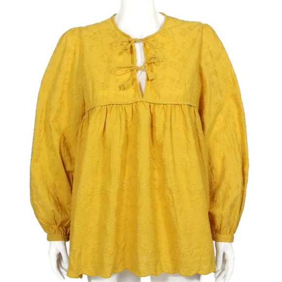 Matta | Tops | Matta Ny Peasant Top Mustard Yellow Floral Embroidered ...